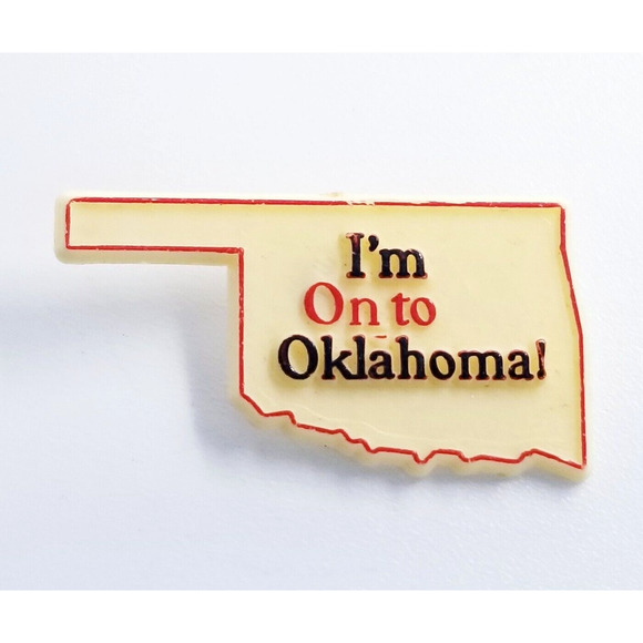 Accessories | Vintage Im On To Oklahoma Ok State Map Plastic Lapel Pin ...